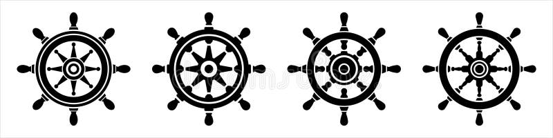 Ship Steering Wheel Icon. Set of Ship S Wheels. Steering Wheel Symbols ...