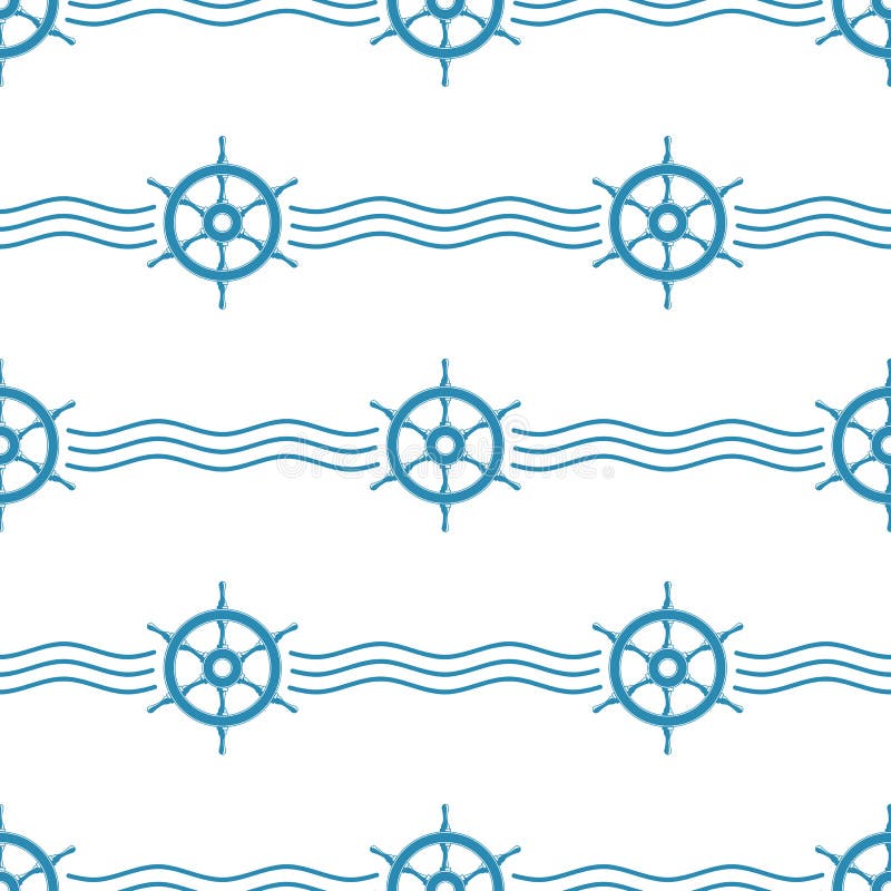 Ship Steering Wheel Seamless Background. Stock Vector - Illustration of ...