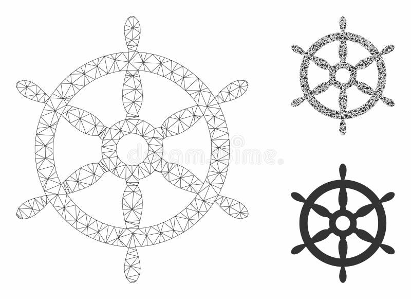 Ship Steering Wheel Vector Mesh 2D Model and Triangle Mosaic Icon Stock ...