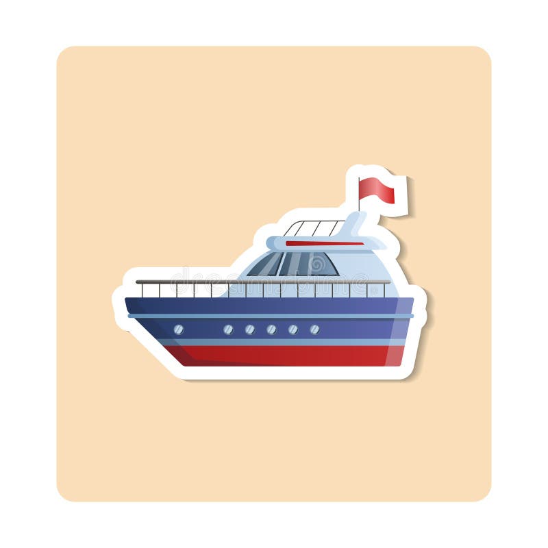 Ship Sticker Illustration. Ship, Flag, Water, Deck. Editable Vector ...