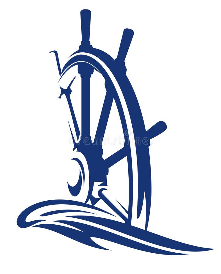 Ship Streering Wheel and Sea Wave Vector Design Stock Vector ...