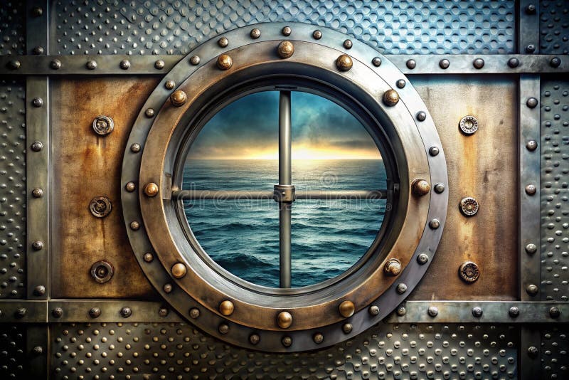 Ship or Submarine Window Steam Punk Metal Background Stock Illustration ...