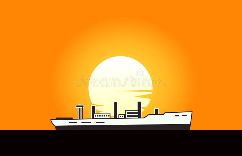 Ship with sun vector stock vector. Illustration of shipping - 277375282