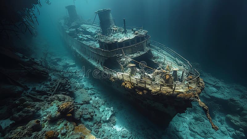 A Ship is Sunk in the Ocean Stock Image - Image of vessel, coral: 314429037