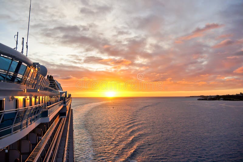 Ship on sunrise stock photo. Image of liner, cruise, ocean - 24697676