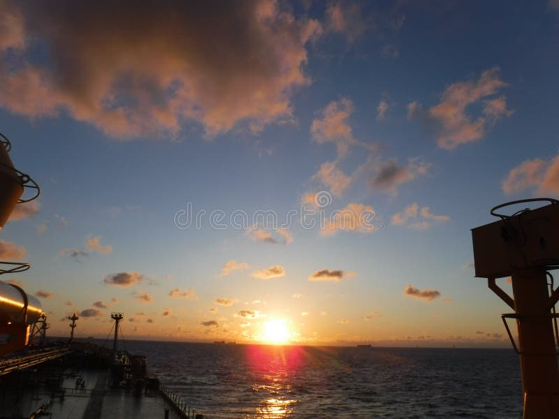 Ship at sunrise stock photo. Image of delivery, morning - 34921184