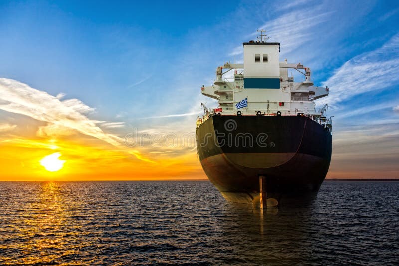 Ship at sunrise stock photo. Image of delivery, morning - 34921184