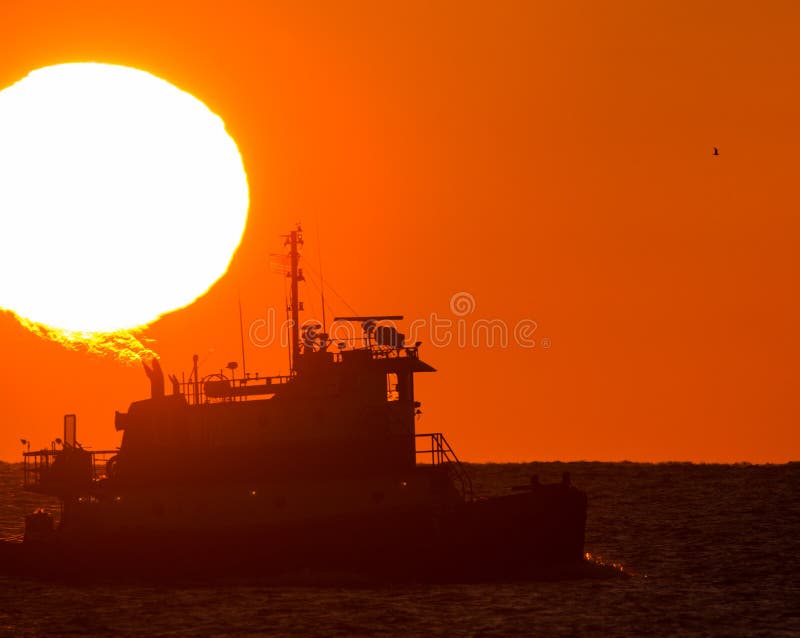 Ship at sunrise stock photo. Image of delivery, morning - 34921184