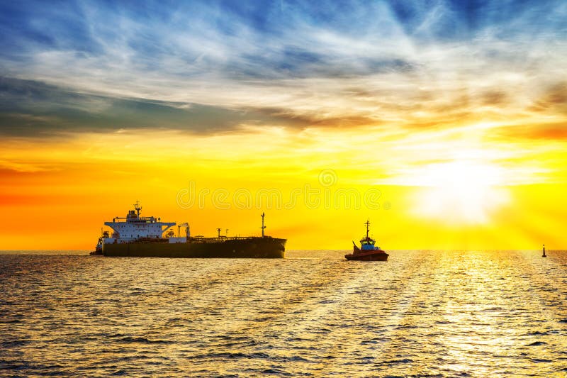 Ship at sunrise stock photo. Image of delivery, morning - 34921184