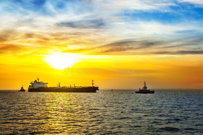 Ship and sunrise stock photo. Image of morning, blue - 141031762