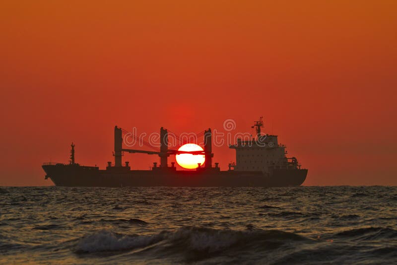 Ship in sunset stock image. Image of ship, business, sunset - 66009665