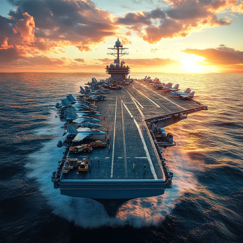 The Ship is Surrounded by a Large Number of Planes Stock Photo - Image ...