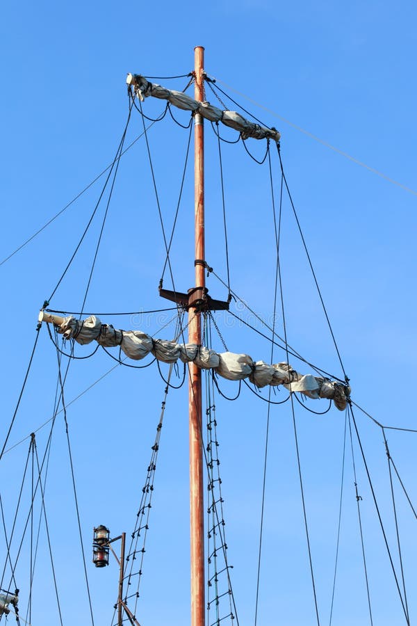 Ship Tackles, Rigging on a Old Frigate Stock Photo - Image of navy ...