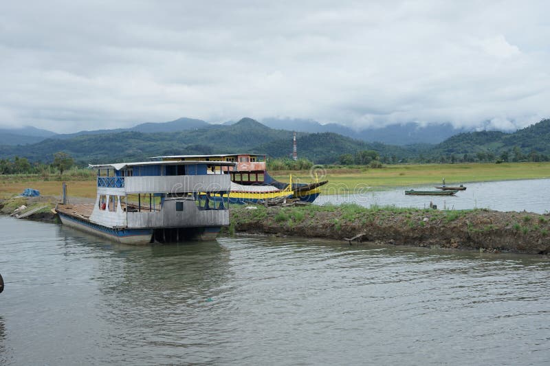 A Ship that is Taking Off from the Harbor. Stock Photo - Image of ferry ...