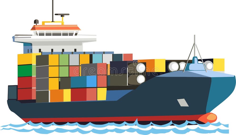 Large Red Container Ships Stock Illustrations – 9 Large Red Container ...