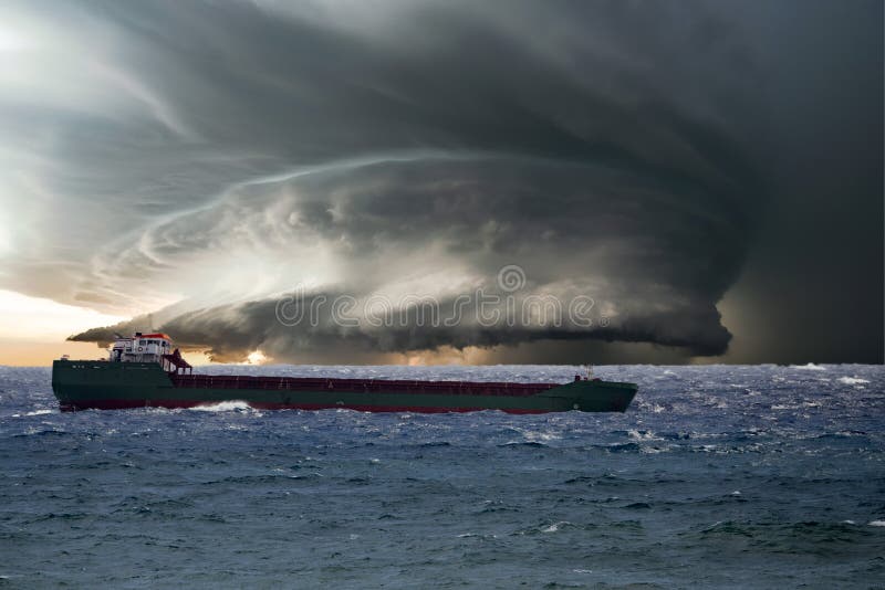 Ship in the Tempest Huricane Cyclone Stock Image - Image of water ...