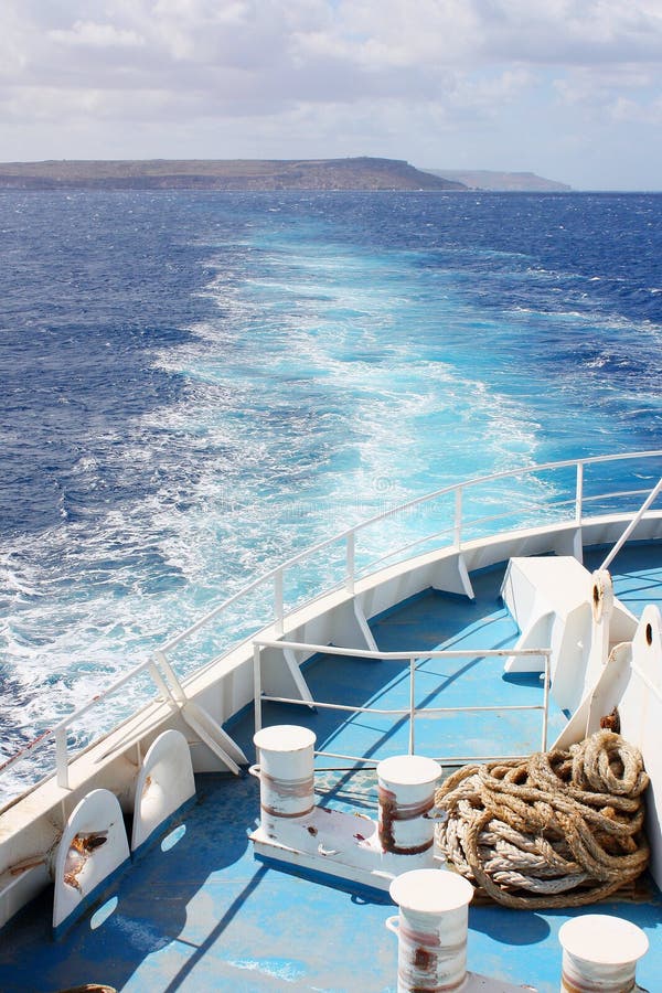 Ship trace on the blue see stock photo. Image of nautical - 74862914