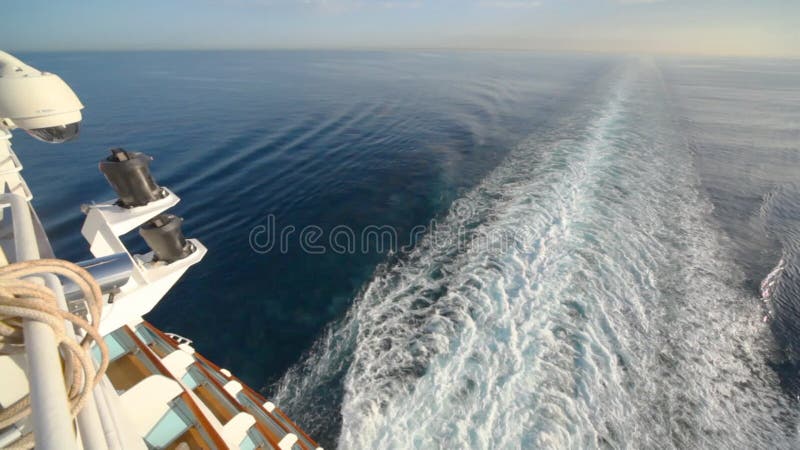 Ship Trace on Sea, Top View from Deck of Stock Video - Video of trip ...