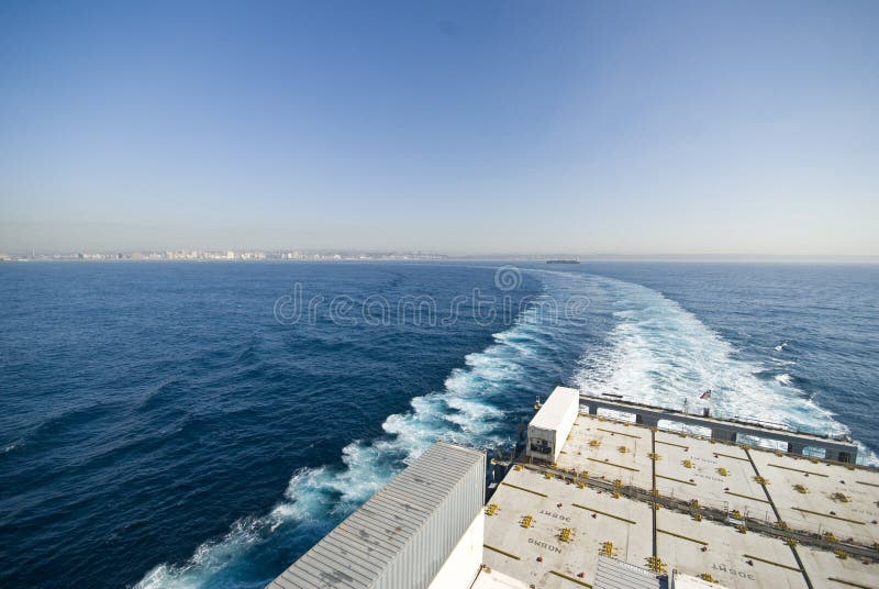 Ship trace - wake stock photo. Image of wake, coast, ferry - 53635908