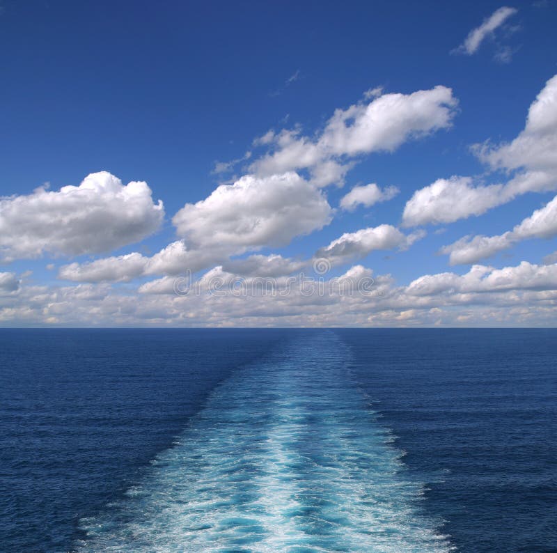 Ocean View from the Deck of Ship with Wake Trace Stock Photo - Image of ...