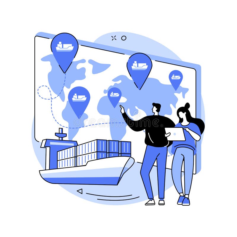 Ship Tracking Abstract Concept Vector Illustration. Stock Vector ...