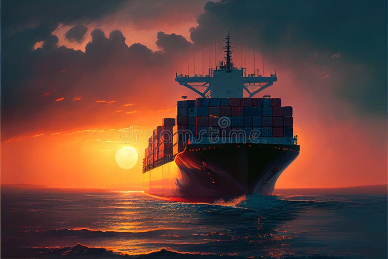The Ship Transports Containers by Sea. AI Generated Stock Illustration ...