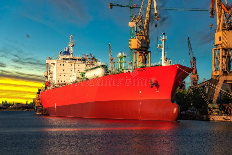 Ship under loading stock photo. Image of marine, jetty - 141031722