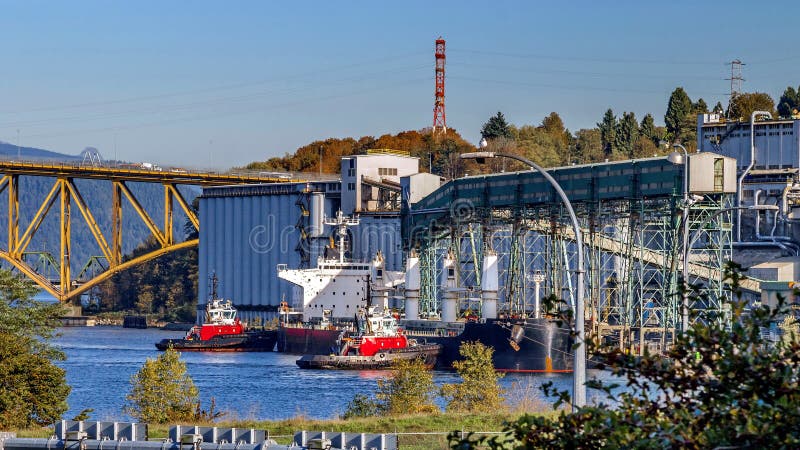 Ship Under Loading in Sea Port of Vancouver Stock Image - Image of ...