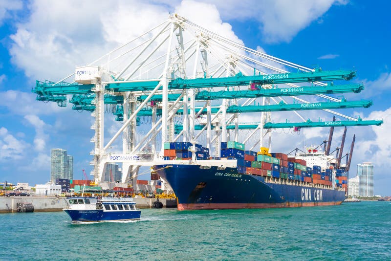 Ship Unloading Containers at the Port of Miami Editorial Image - Image ...
