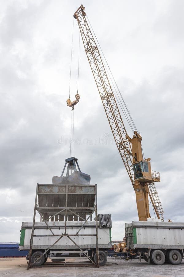 Ship Unloading Grain on Truck Stock Image - Image of port, transport ...