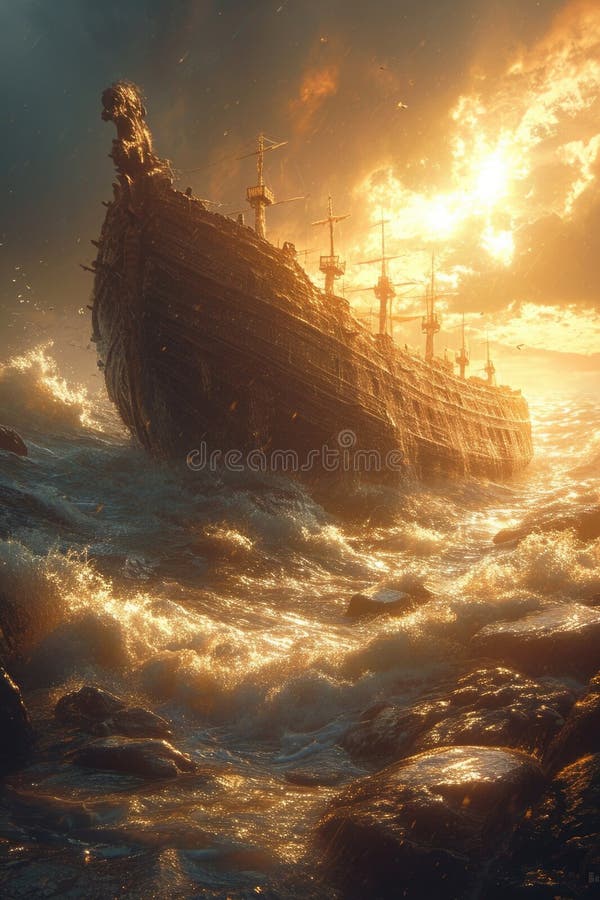 Ship in the Vast Open Sea. Generative AI. Stock Photo - Image of ocean ...