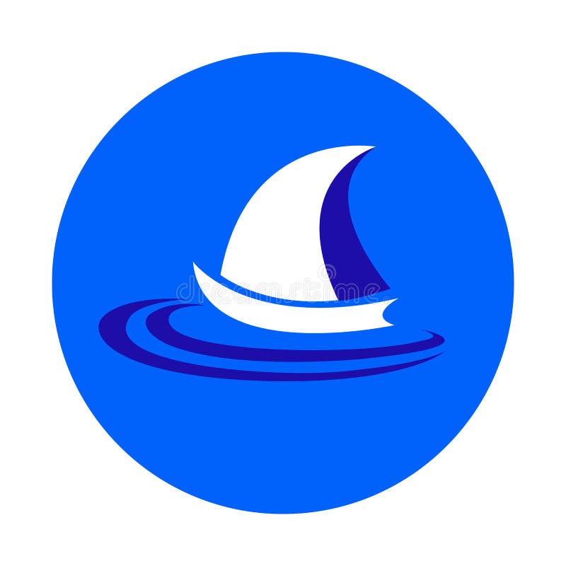 Ship Vector Icon on Waves, White and Blue Stock Vector - Illustration ...