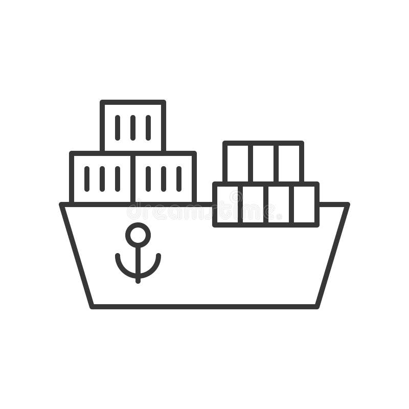 Ship Vessel and Container Boxes, Shipping and Logistic Icon in L Stock ...