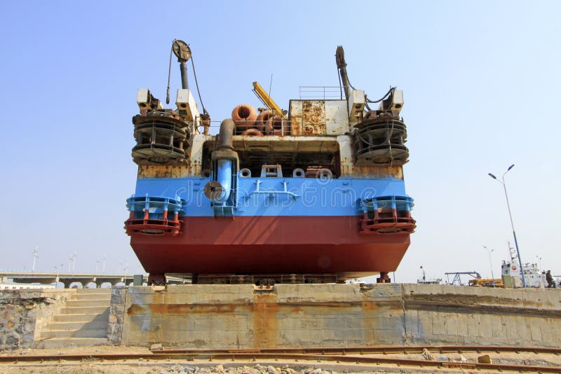 Ship Was Under Repair in the Dock Stock Image - Image of technology ...