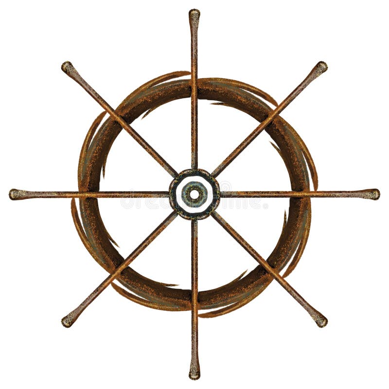 Cartoon Artistic Isolated Ship Wheel Design, Wooden Ship Wheel Isolated ...