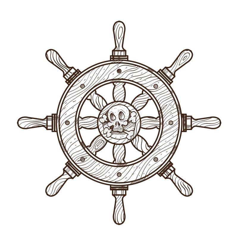 Ship Wheel. Graphic on the Marine Theme Stock Illustration ...