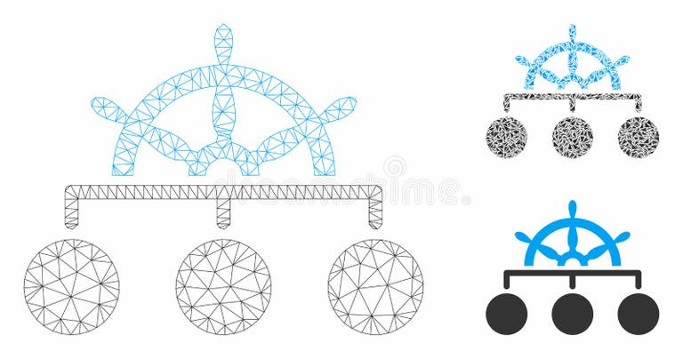 Ship Wheel Hierarchy Vector Mesh Wire Frame Model and Triangle Mosaic ...