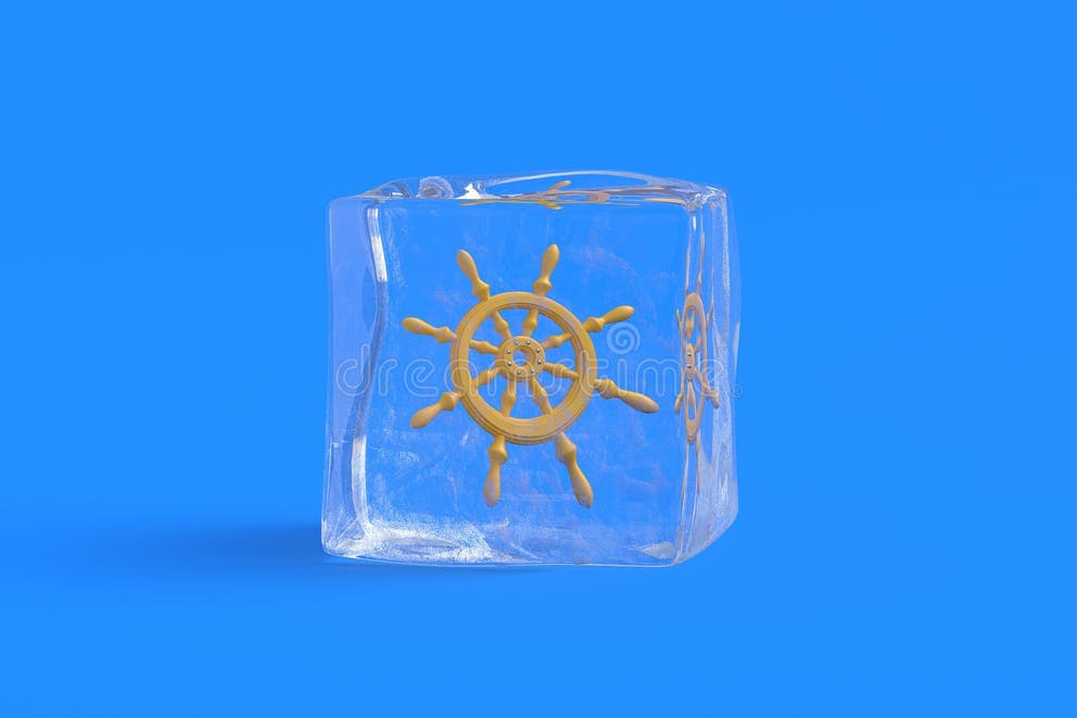 Ship wheel in ice cube. stock illustration. Illustration of captain ...