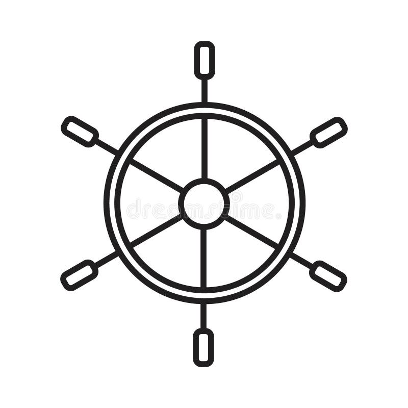 Ship Wheel Icon Line Art Vector Stock Vector - Illustration of isolated ...