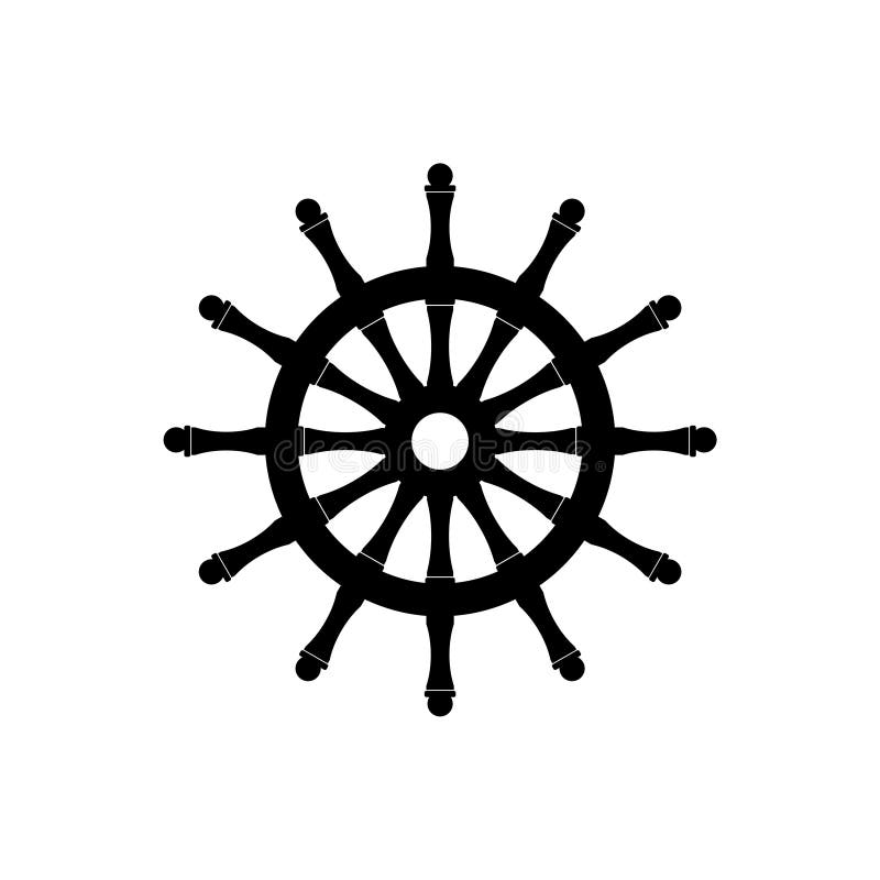 Ship Wheel Icon on White Background Stock Vector - Illustration of ...