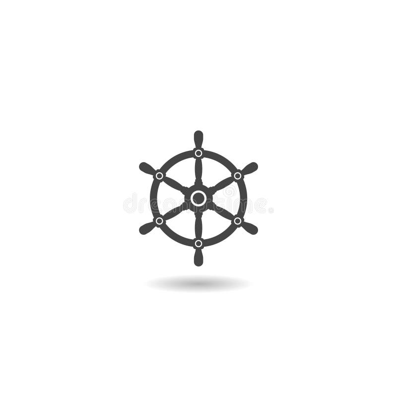 Ship Wheel Logo Icon with Shadow Stock Vector - Illustration of ...