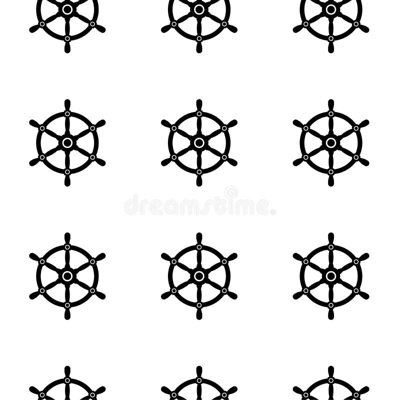 Ship Wheel Seamless Simple Isolated on White Stock Vector ...