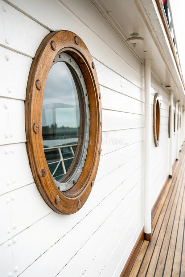 Ship Window or Porthole on White Wooden Wall Stock Illustration ...