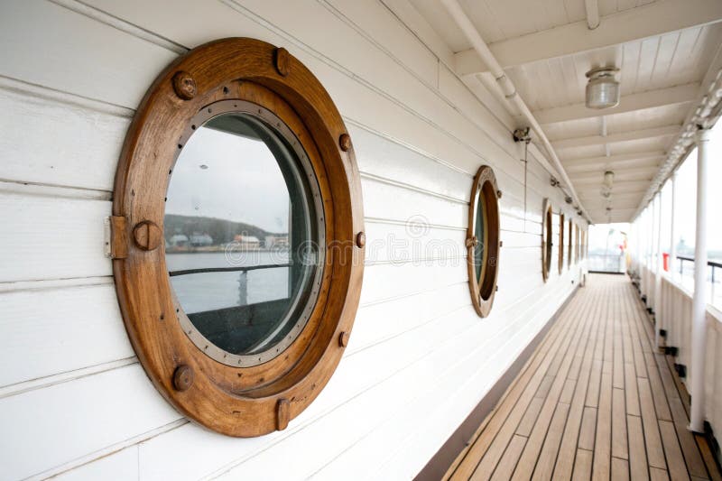 Ship Window or Porthole on White Wooden Wall Stock Illustration ...