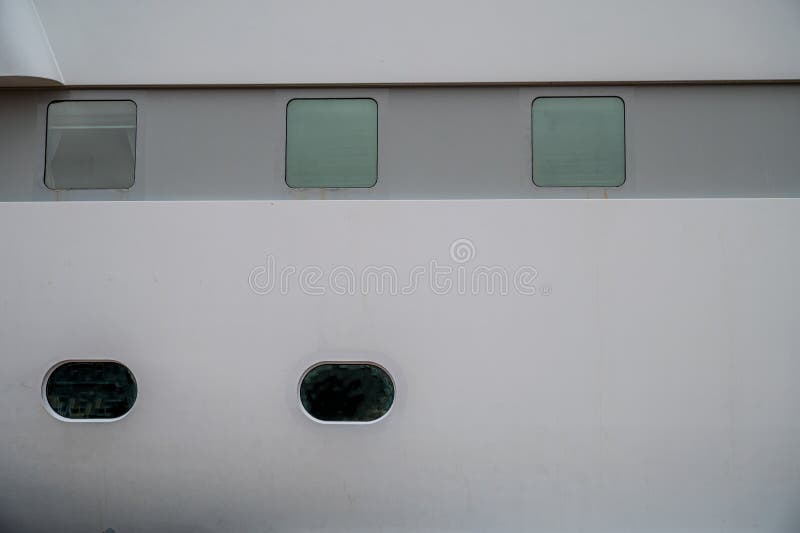 SHIP WINDOWS TWO ROWS DETAIL GEOMETRY White Ship Stock Image - Image of ...