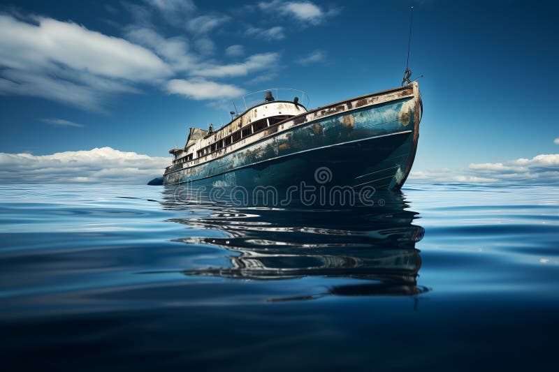 Ship Wreck Floating on the Sea Abandoned Stock Photo - Image of ...