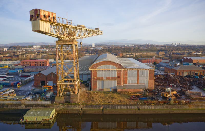 Shipbuilding Crane in Glasgow on the River Clyde in Scotland Stock ...