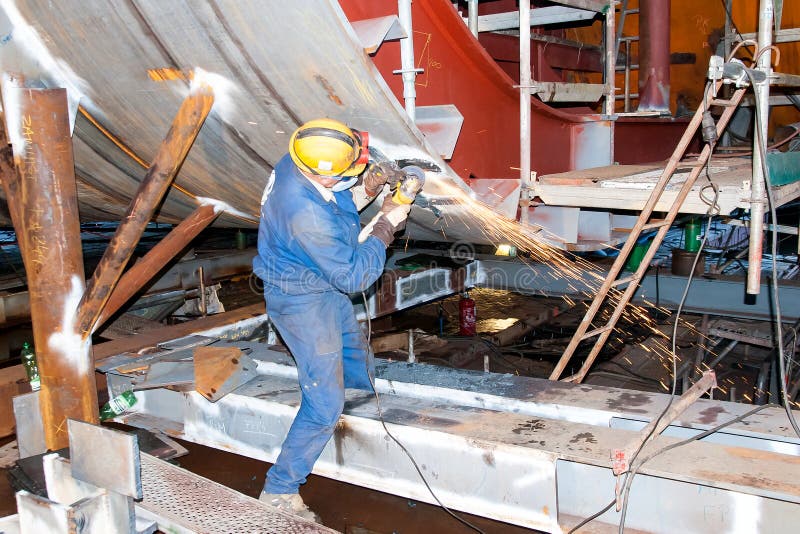 Shipbuilding fitter stock photo. Image of grinder, worker - 37525894