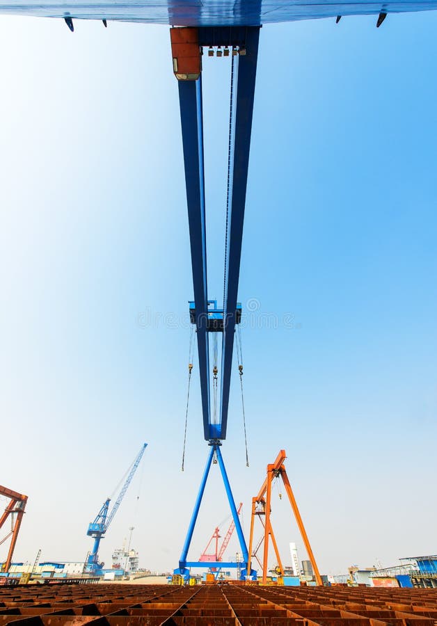 Shipbuilding Gantry Crane Factory Site Stock Image - Image of bridge ...