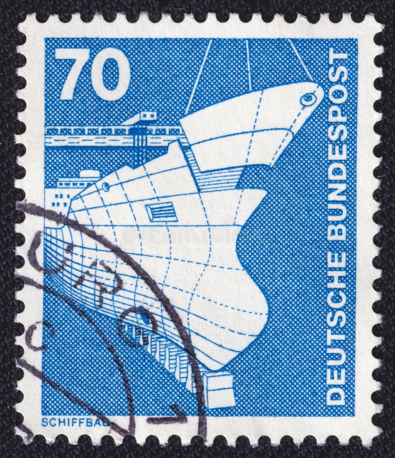 Shipbuilding. Tanker Under Construction on a 1975 Germany Vintage ...